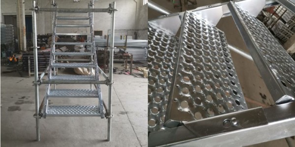 Stair for ringlock- is made up of stringers and treads